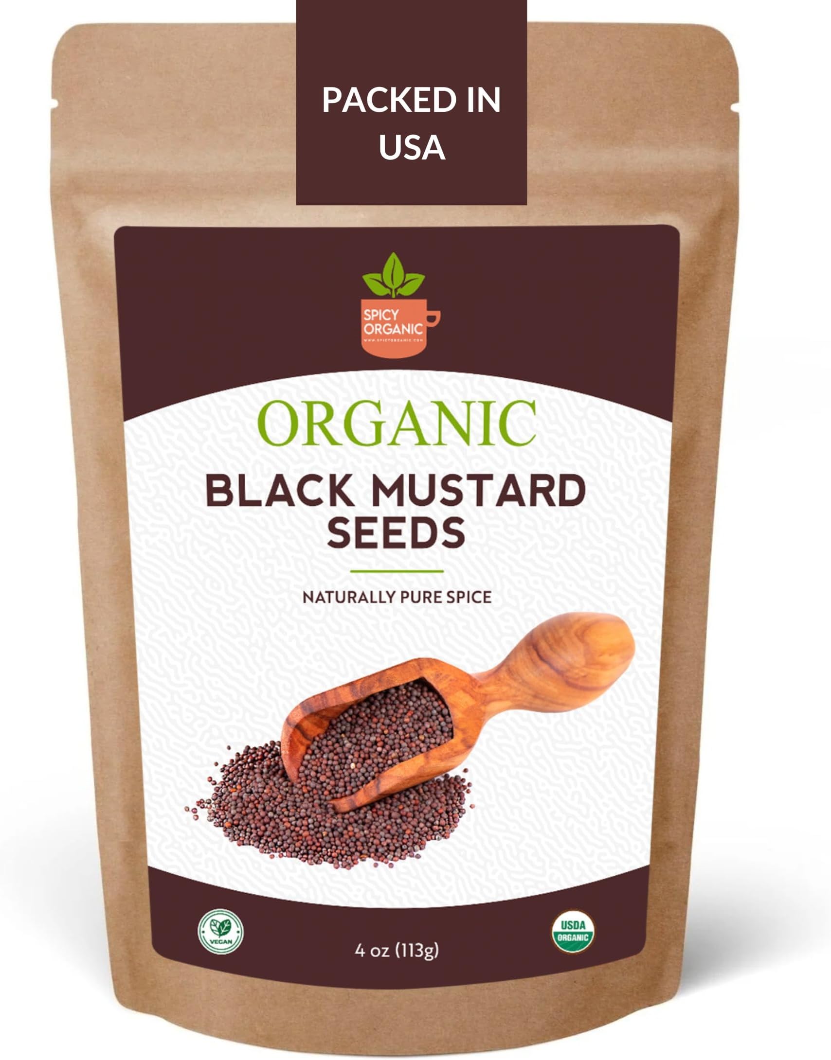 Amazon.com : SPICY ORGANIC Indian Black Mustard Seeds - 4 oz - Whole, Pure, and Natural Dried ...