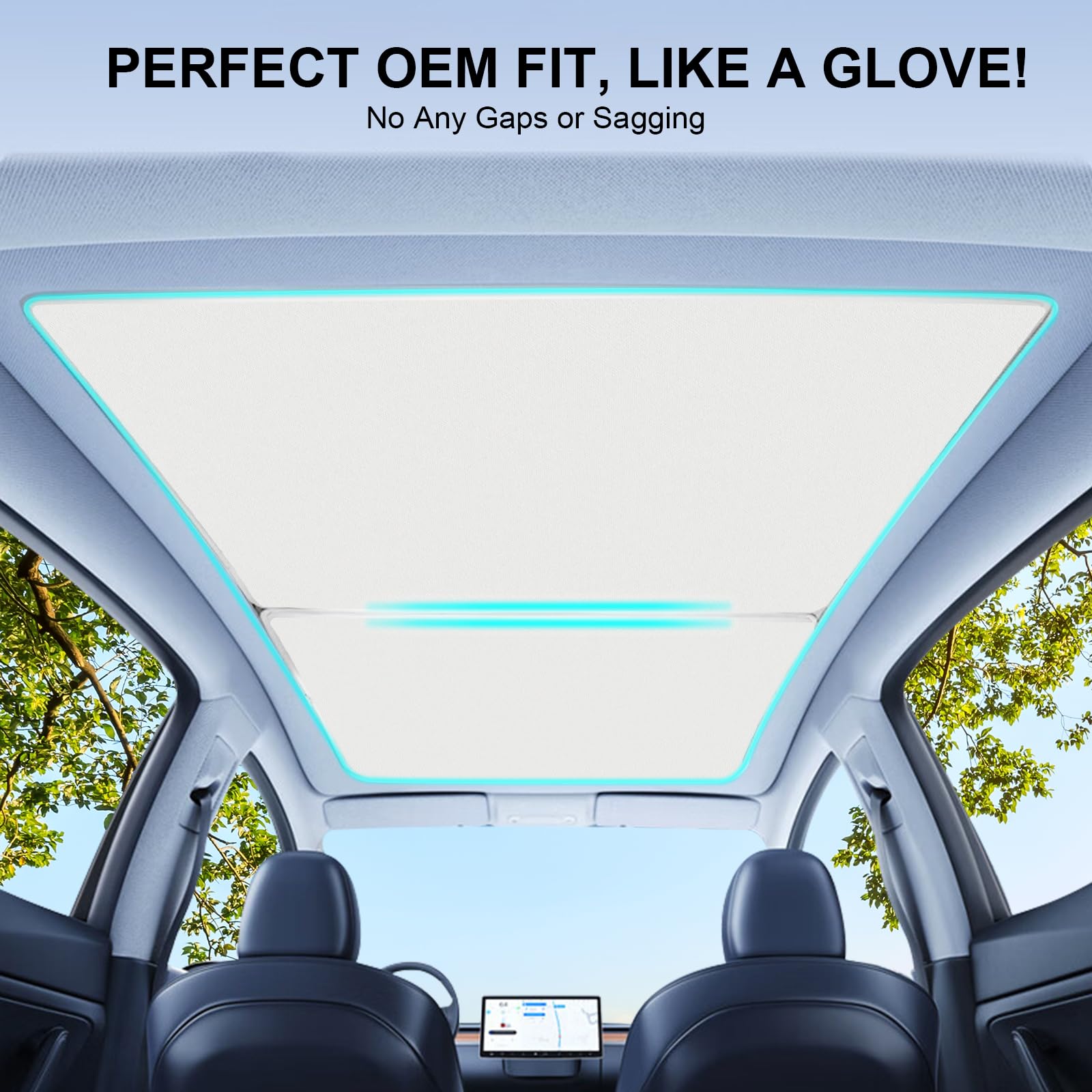 New Version Tesla Model Y Sunshade Roof?Blocks 99% UV, No Sag Gap ...