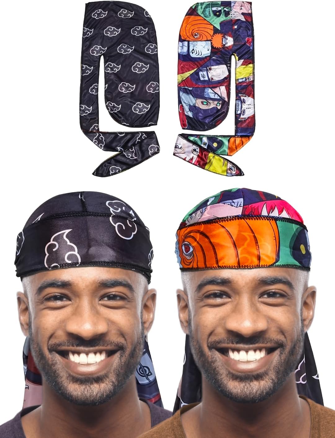 Reversible Anime Durag for Men and Women - Dual Sided Smooth Silky ...