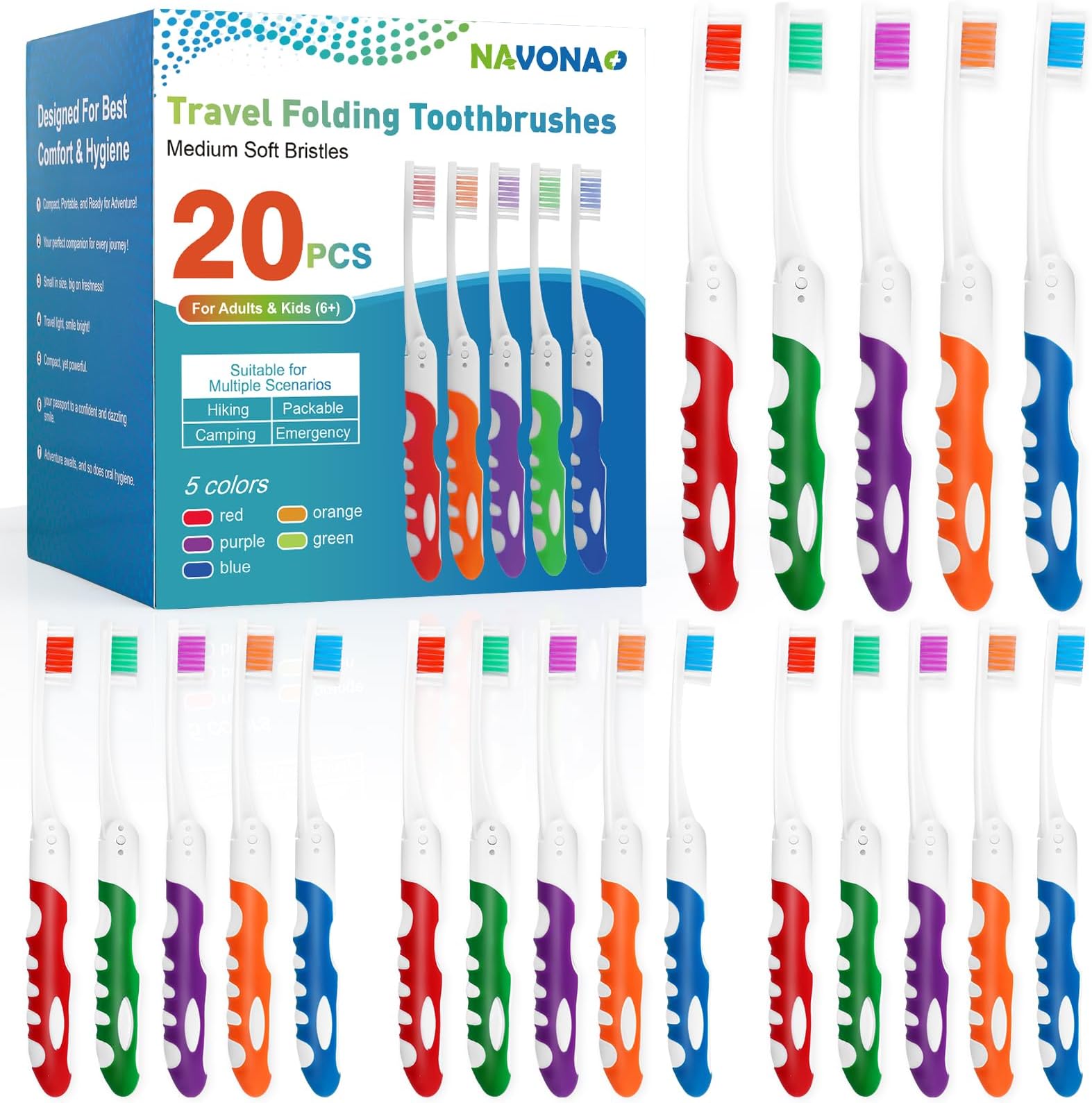 Amazon.com : EasyHonor Travel Toothbrush Bulk, Folding Toothbrush with ...