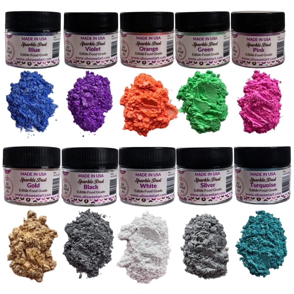 Amazon.com : Edible Sparkle Luster Dust Set (10 colors) for cake ...