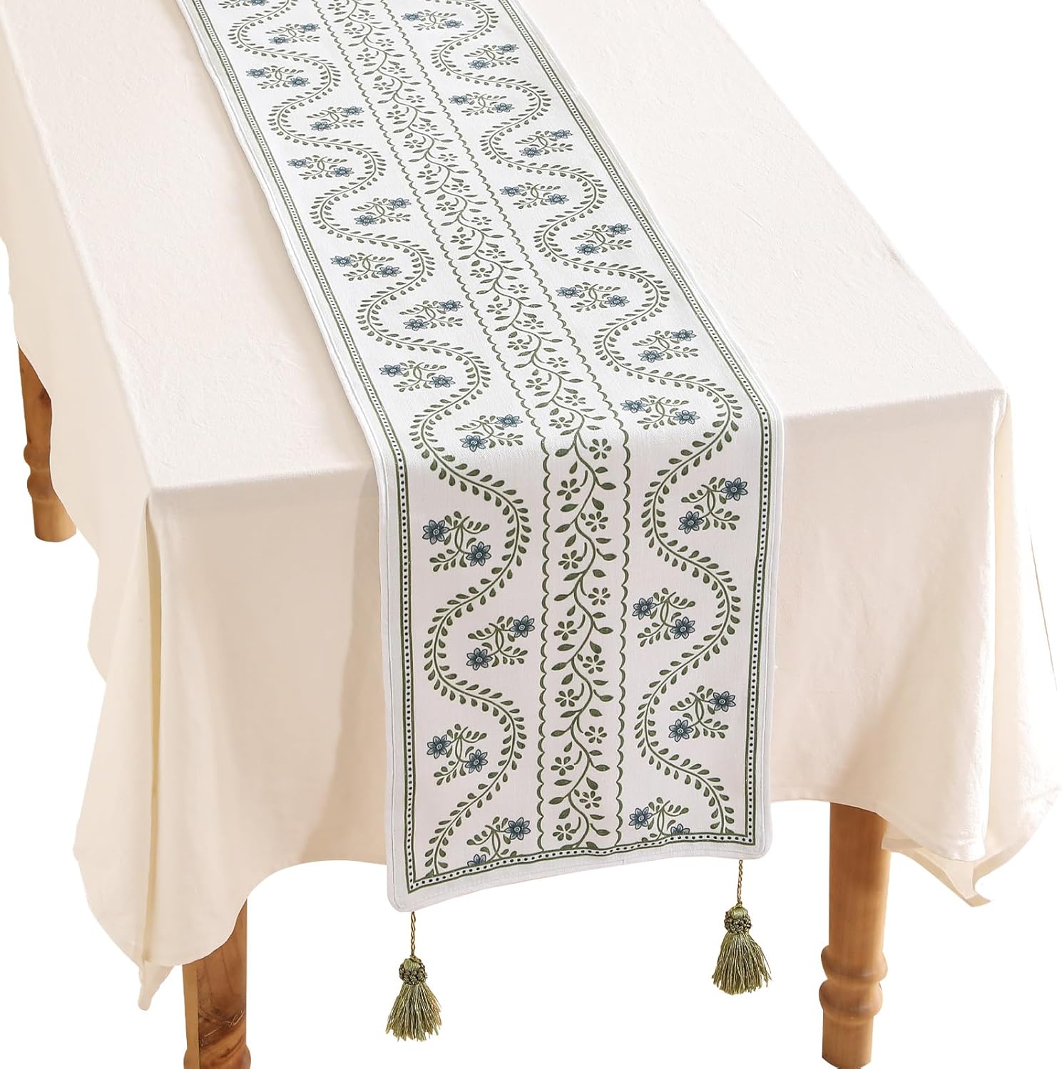 Amazon.com: ISAENNE Designer White Elegant Linen Table Runner 102 ...