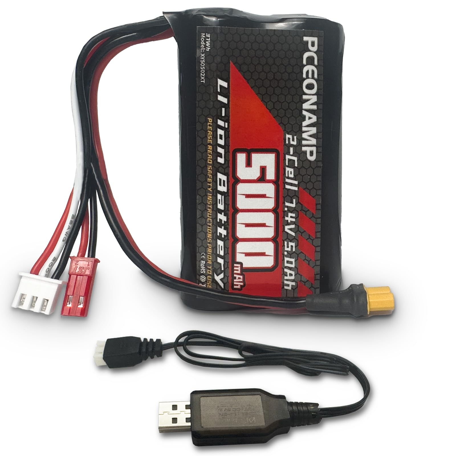 Amazon.com: PCEONAMP TX16S Battey 5000mAh 2S 7.4V with JST-XH, JST Plug ...
