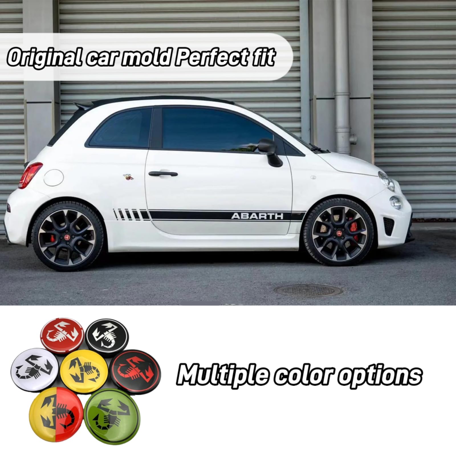 Wheel Cover Enhances Look 4-Pack ABS Wheel Hubcap Covers For Fiat 500 ...