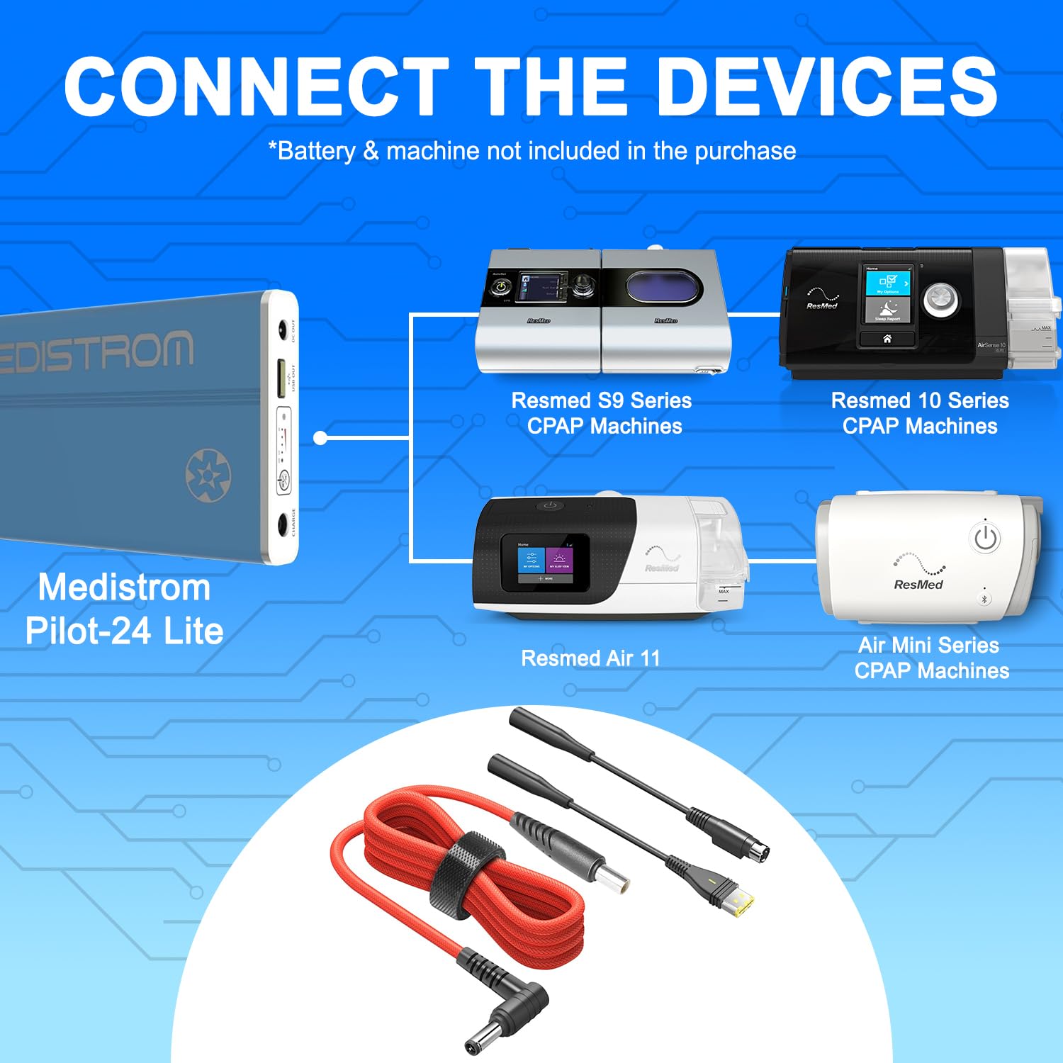 Snapklik.com : HKY 24V DC Cable Kit For Resmed Air 11/Air 10/Air mini ...