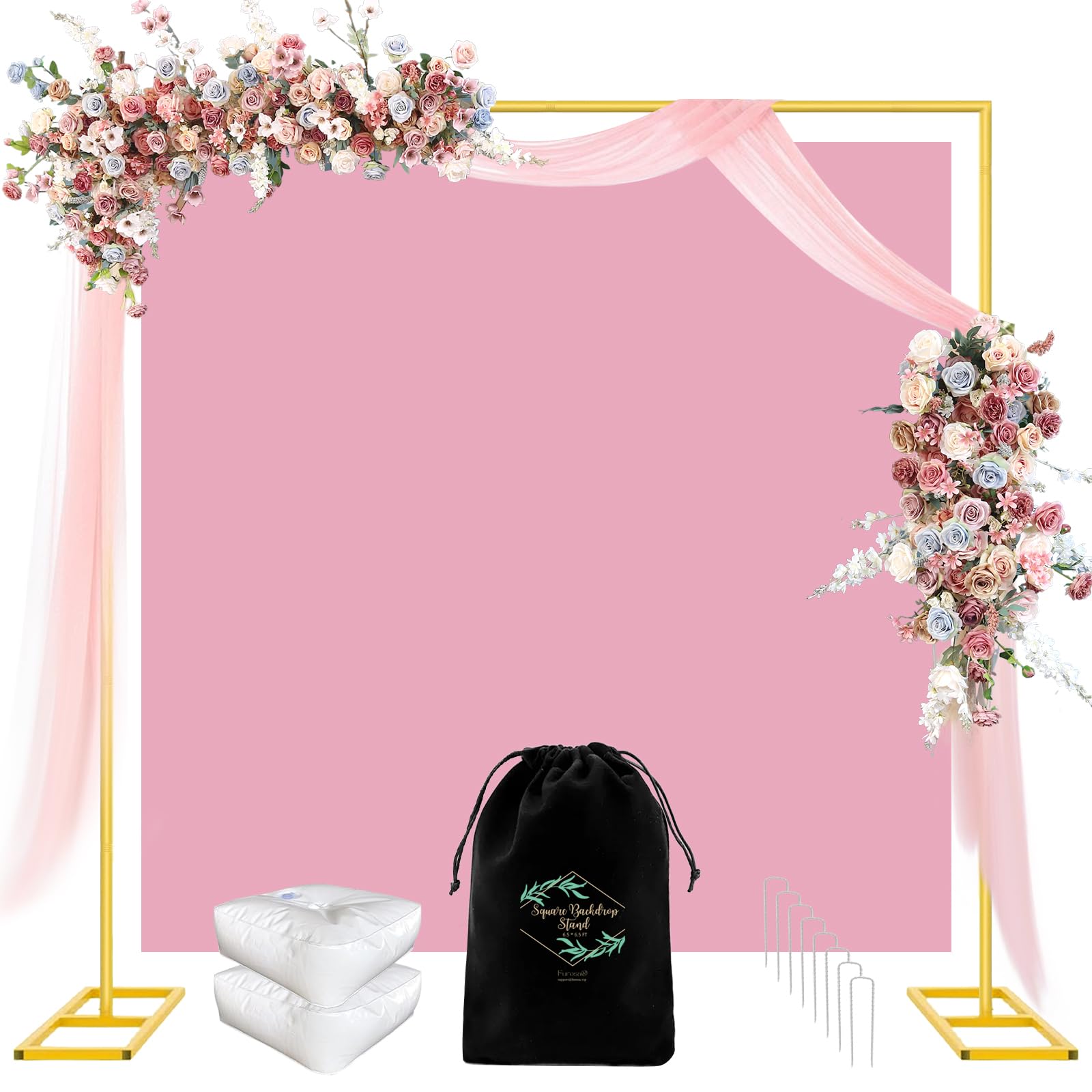 Amazon.com: 8FT Adjustable Square Backdrop Stand, Wedding Arch Frame ...