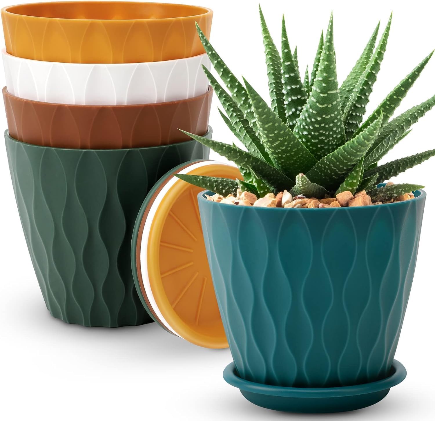 Kemendra® Set of 5 | 6.3 Inch Flower Pots for Home Decoration, Indoor ...