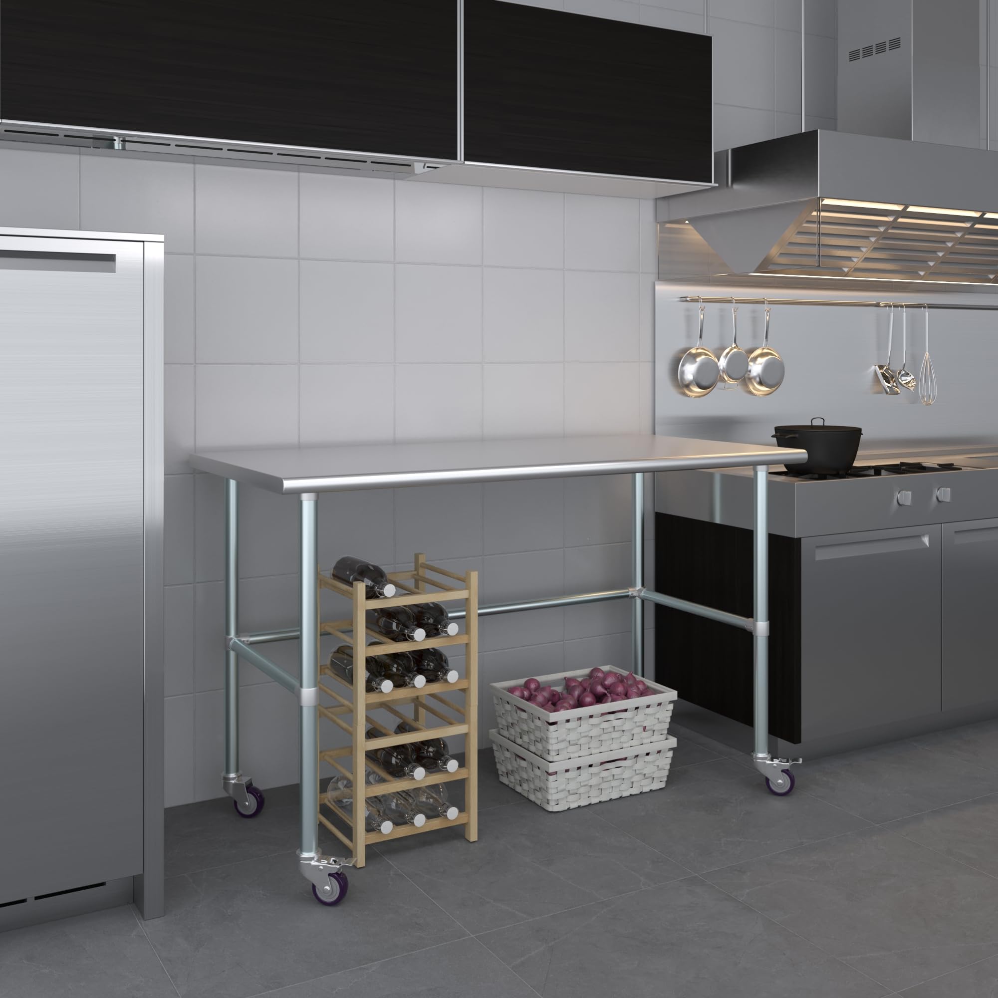 Work Table Stainless Steel 60x40x80cm - 3 Tier Commercial Kitchen Prep ...