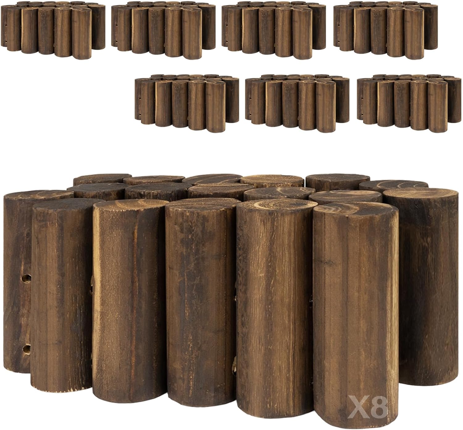 Amazon.com : Wood Garden Edging for Landscaping – Round Log Fence ...