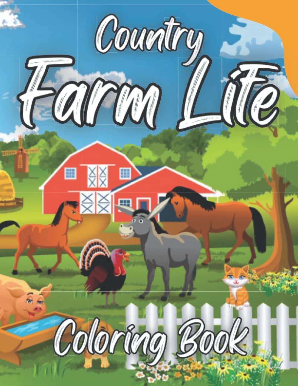 Buy Country Farm Life Coloring Book: Large Print Farm Coloring Pages ...