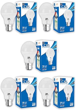 Amazon.com: C&S LED Bulb B22 7W Cool White Pack of 5 : Tools & Home ...