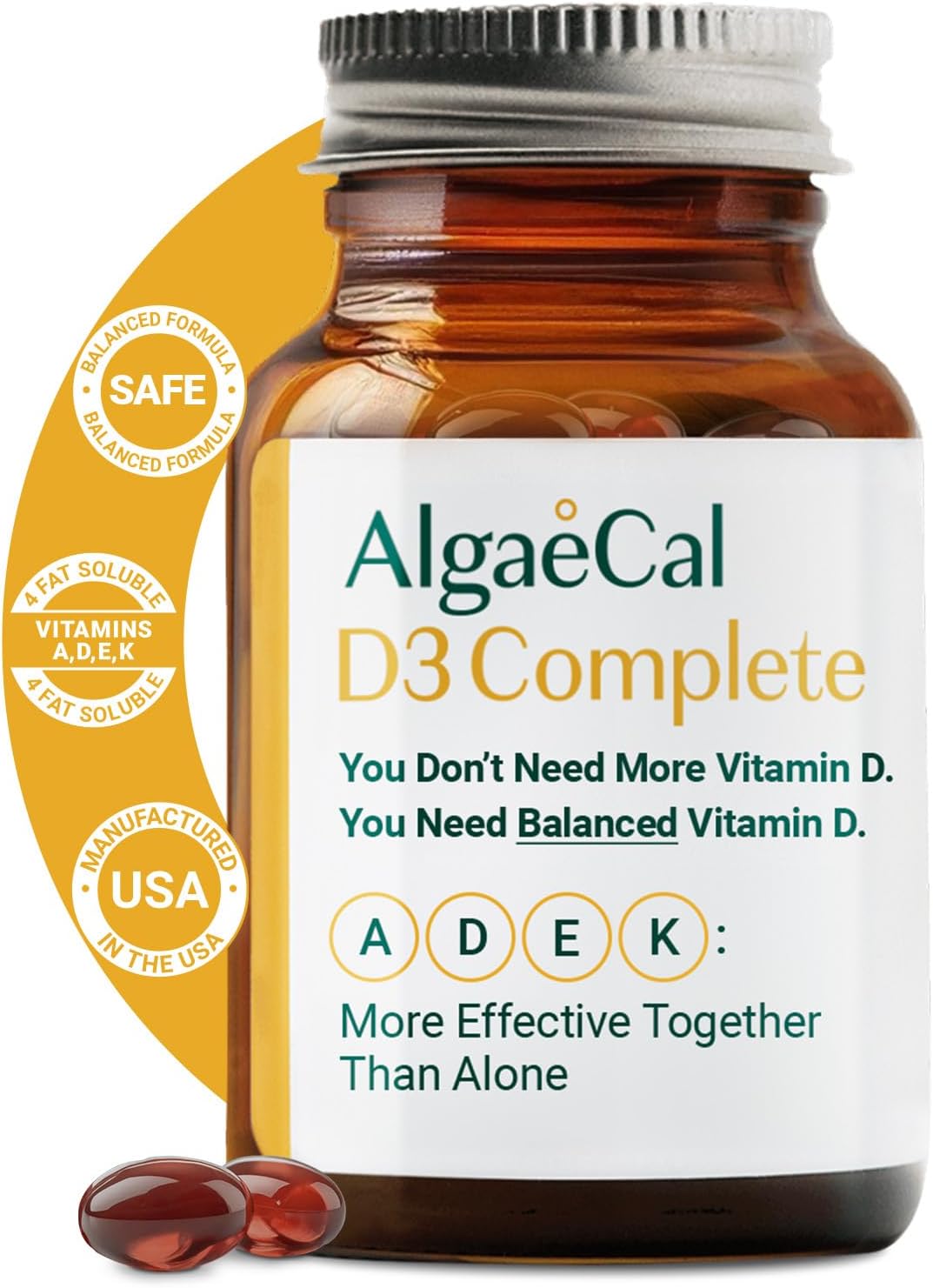 Amazon.com: ALGAECAL 4-in-1 Vitamin D3 K2 Complete - ADK Vitamin ...