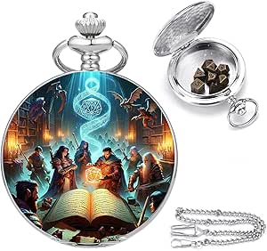 Amazon.com: SUDESMO DND Pocket Watch & Micro Polyhedral Dice Set Pocket ...