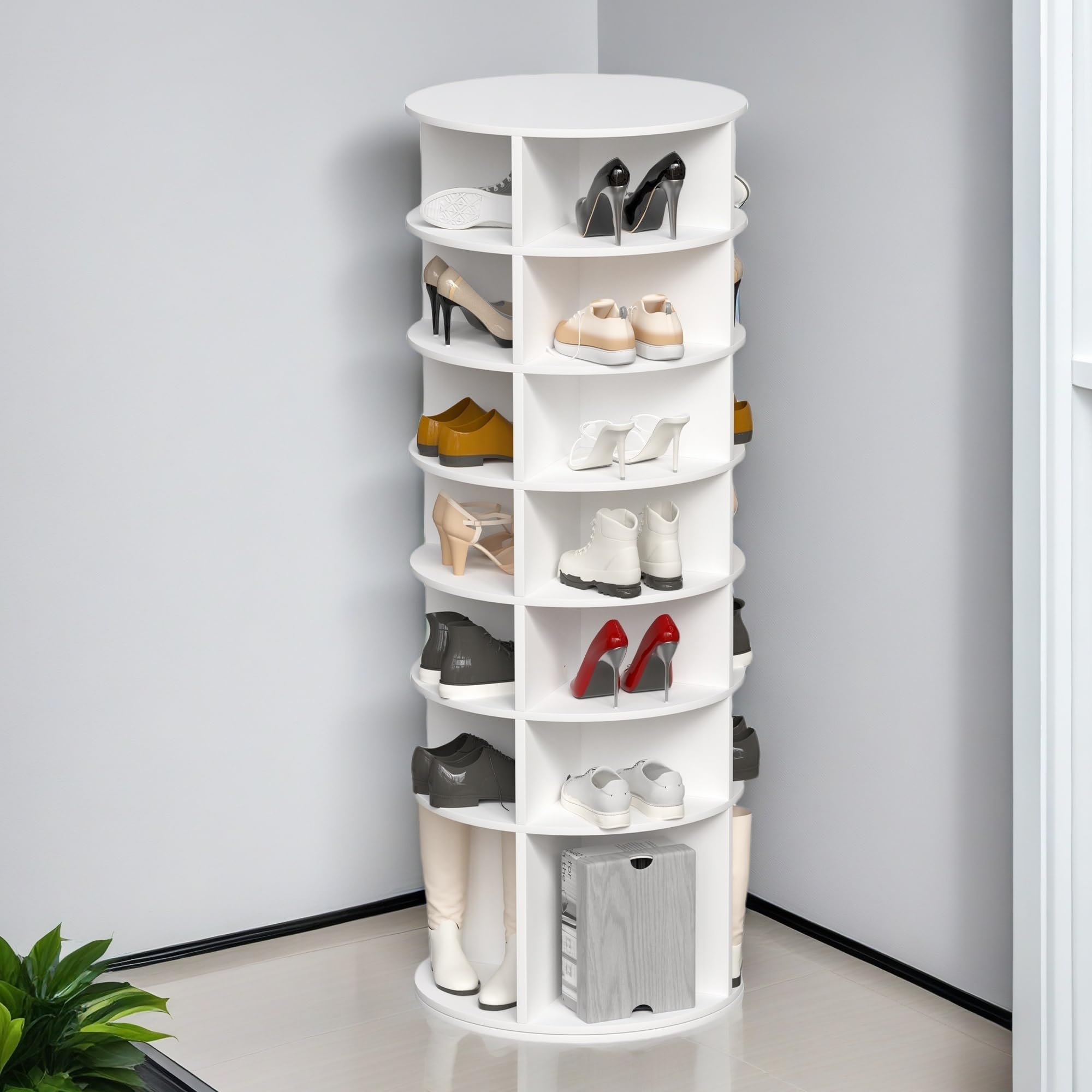 Amazon.com: Leavader 7-Tier Round Rotating Shoe Rack, 72" Tall Spinning ...