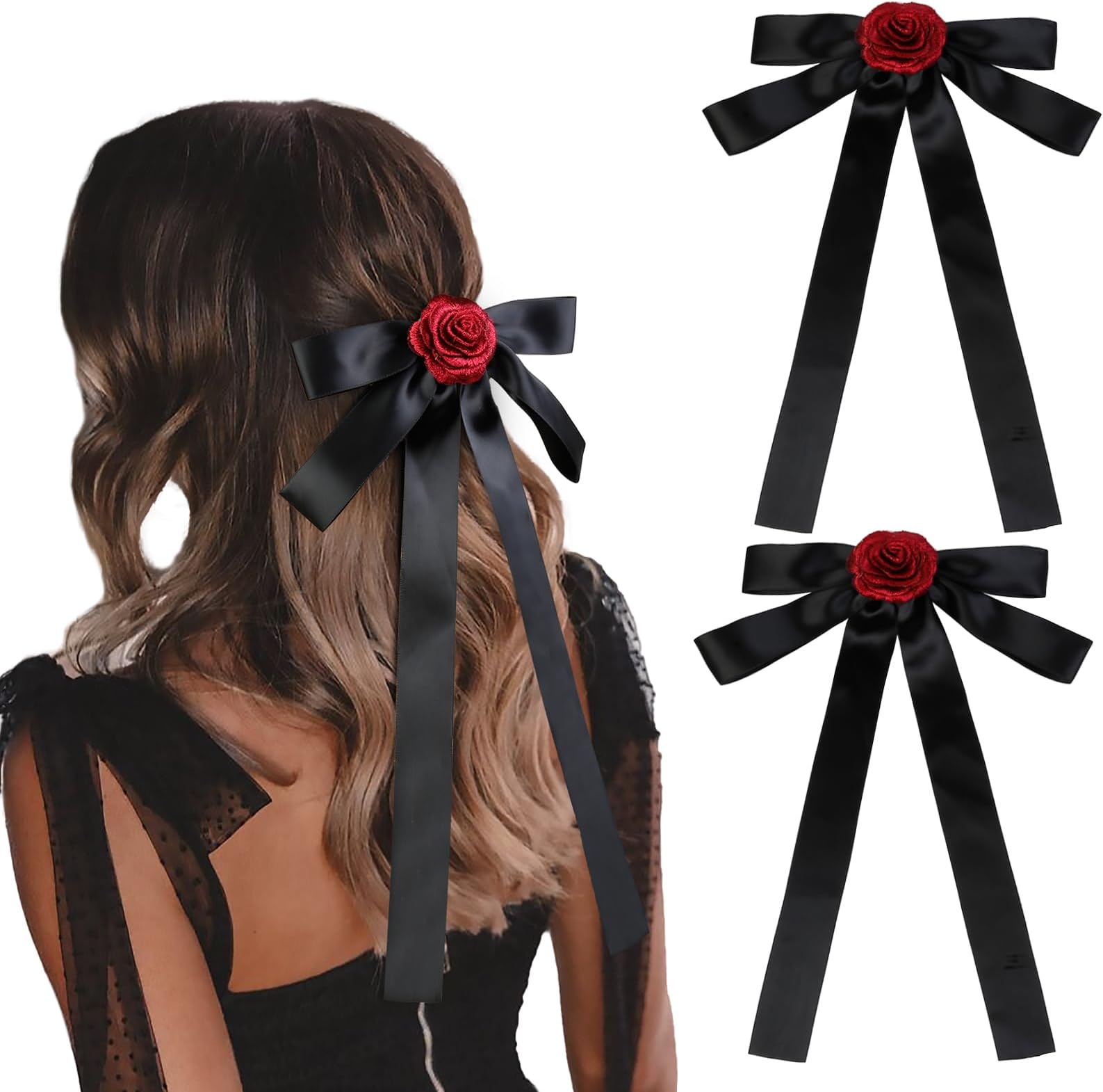 Amazon.com : VOBOBE 4PCS Hair Bows for Women Girls, Pink Tassel Ribbon ...