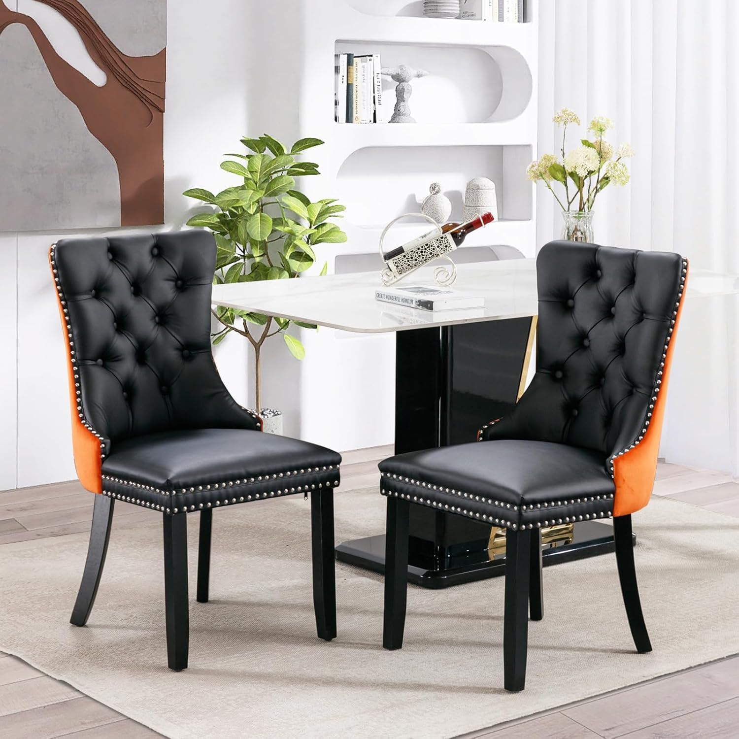 Amazon.com - INDSUMOT Velvet Dining Chairs Set of 2, Tall Back Side ...