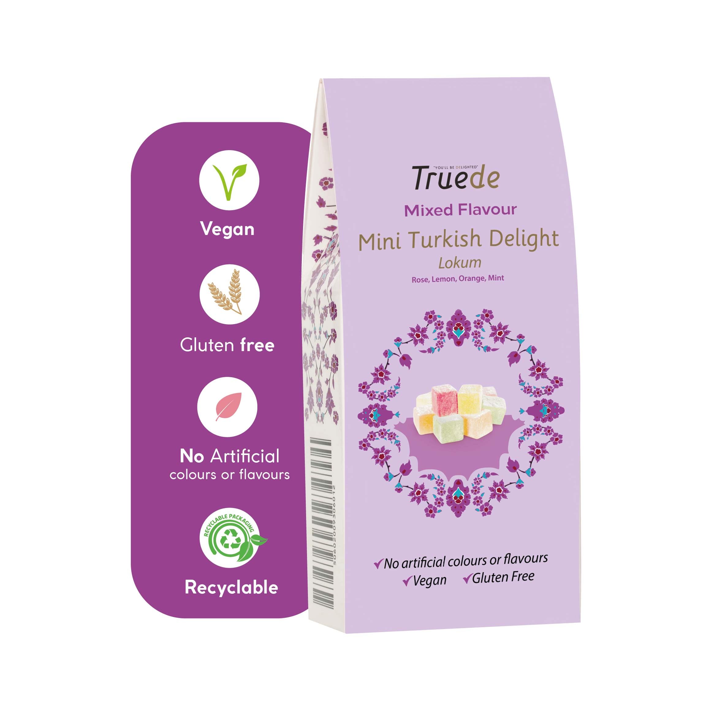 Truede Mini Mixed Flavour Turkish Delight (150g) - Hand-Made, Dusted ...