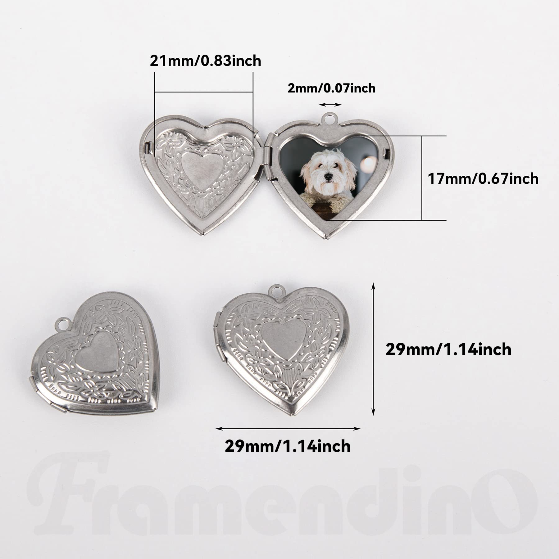Snapklik.com : 10 Pack Heart Photo Frame Charms Locket Charms Stainless ...