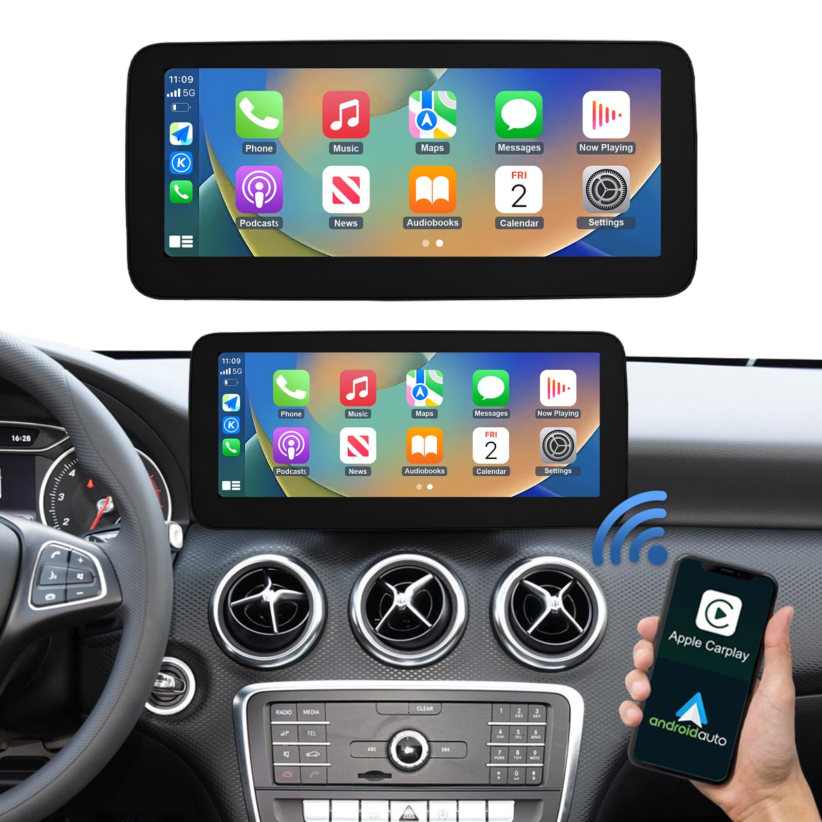 Amazon.com: Road Top 12.3 Inch Car Touchscreen Wireless CarPlay Android ...