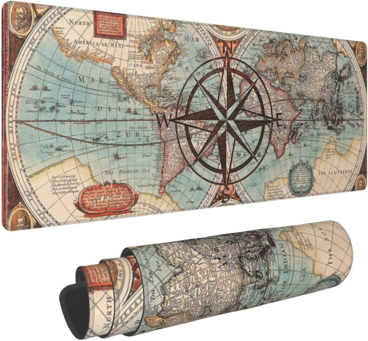 Amazon.com: SSOIU Gaming Mouse Pad Custom Design, Vintage World Map ...