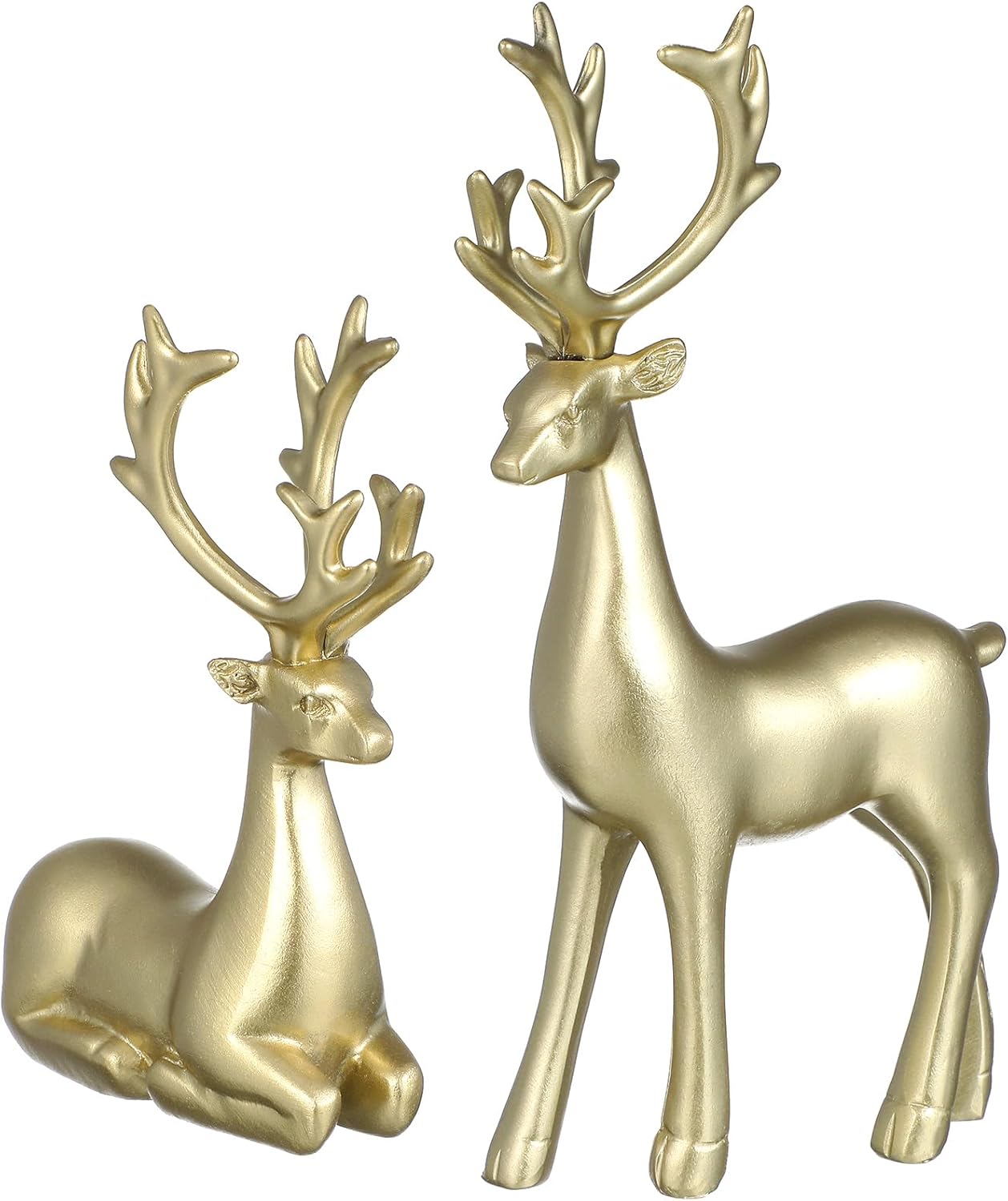 Operitacx Home Decor Christmas Reindeer Figurines - 2 PCS Resin Sitting ...