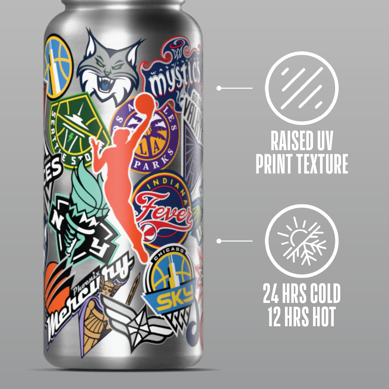 Snapklik.com : Hydrapeak X WNBA Officially Licensed All Team Sticker Print 32 Oz Insulated Water ...