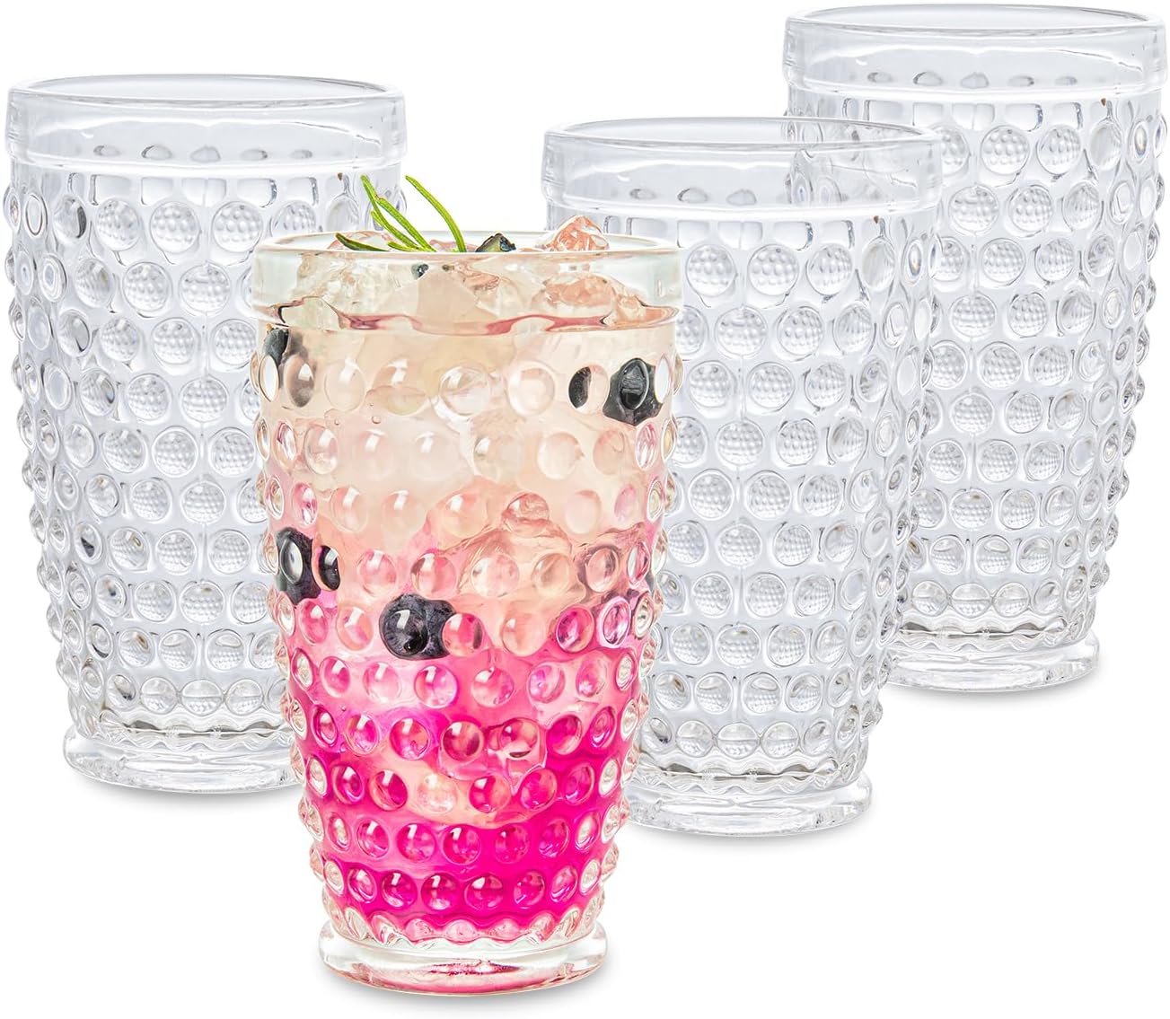 Amazon.com: SoulTimes Vintage Hobnail Drinking Glasses Set of 4, 13oz Premium Embossed Glass ...