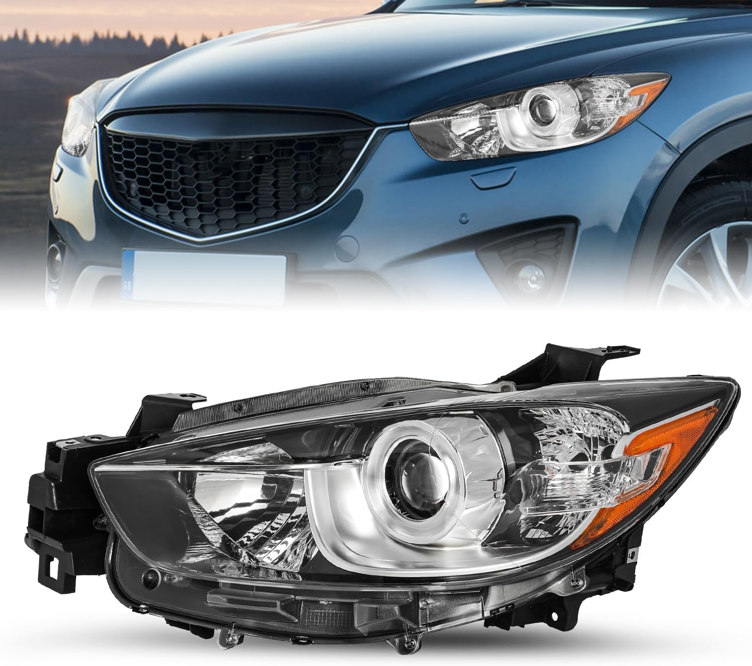 SOCKIR Headlight Assembly Fit for 2013-2016 Mazda CX-5 Factory Halogen ...