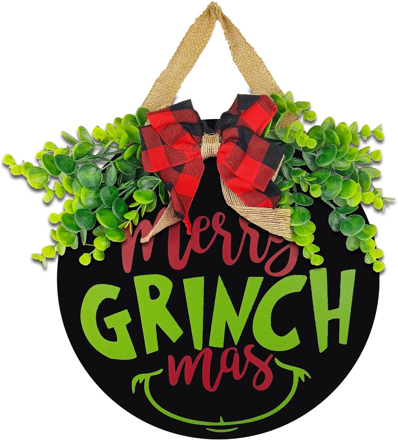 Amazon.com: Surfapans Grinch Sign Wreaths for Front Door Merry ...