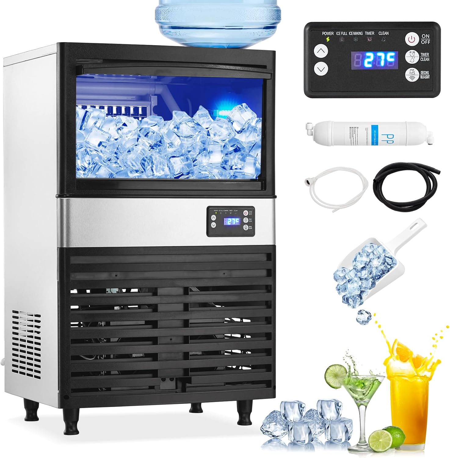 Amazon.com: YXKJZHF Commercial Ice Maker, Stainless Steel Under Counter ...
