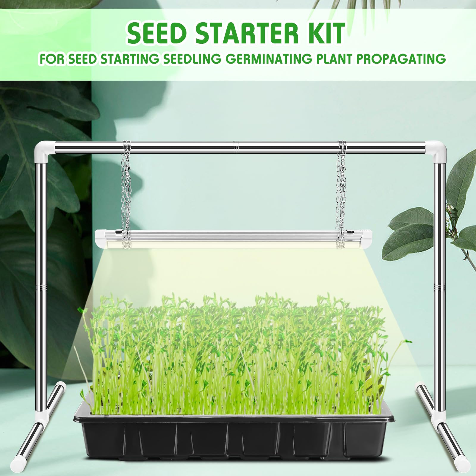 2 Set Seedling Grow Light with Stand Seeding Starter Set with 1.7ft LED ...