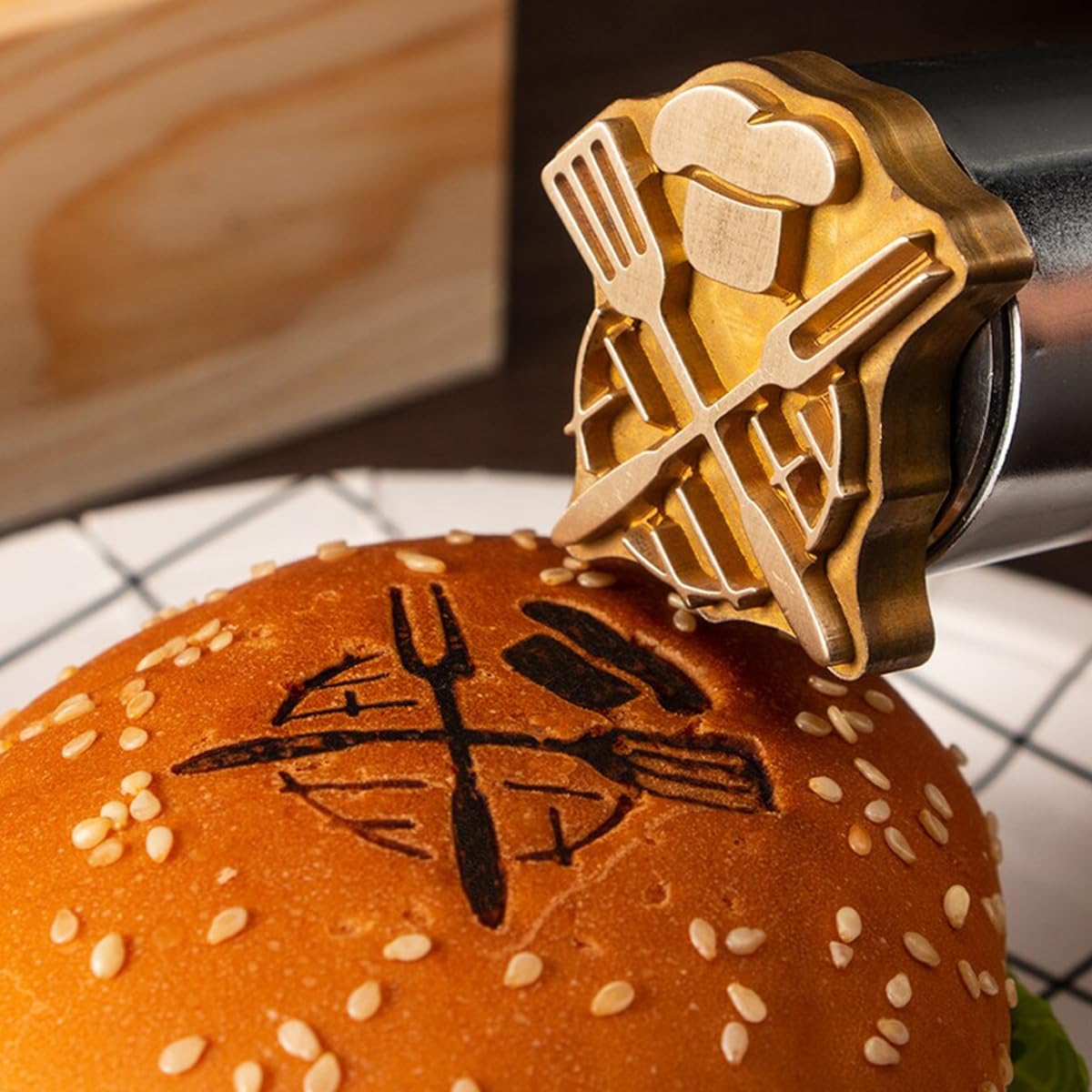 Amazon.com: Personalized Hamburger Branding Iron, Burger Bread Branding ...