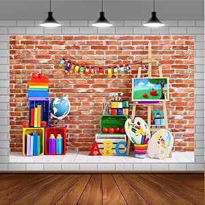 Amazon.com: Welcome Back to School Backdrop Watercolor Painting Brick ...