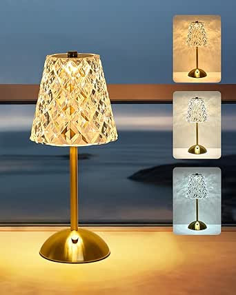 HISEEGO Cordless Table Lamp, 3 Colors Touch Control Small Kitchen ...