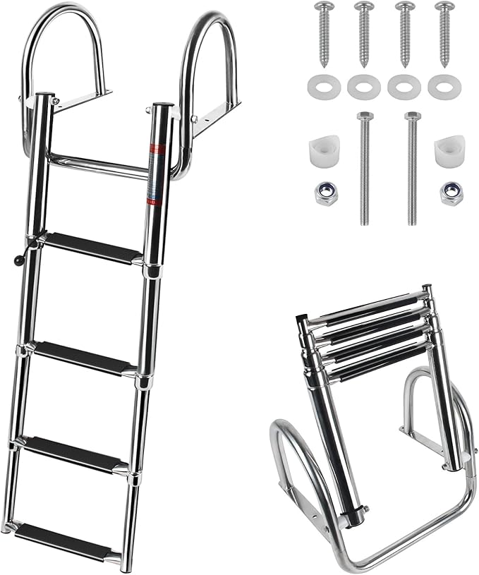 Amazon.com: Boat Ladder for Fishing Boat 4 Step, Dock Ladder for Lake ...
