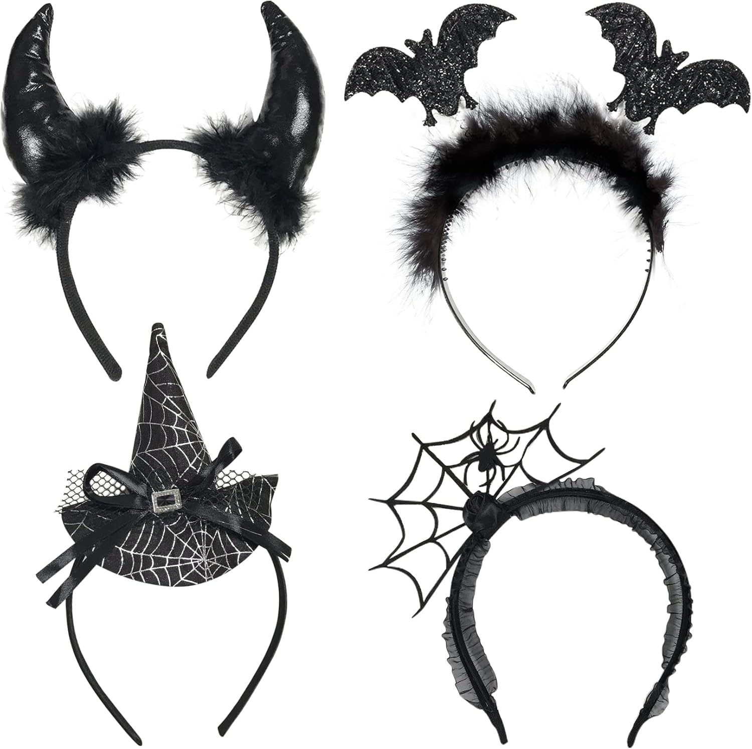 RMMD Halloween Headbands for Women 4 Pack Assorted Halloween Headwear ...