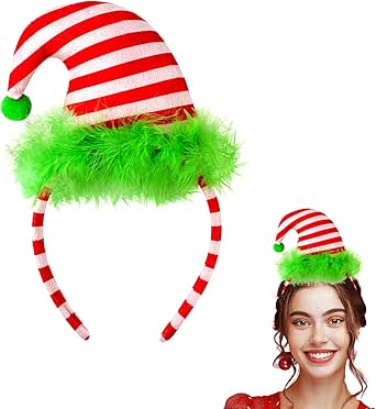 Amazon.com: Pensar Christmas Elf Headband for Adult Kids, Red White ...