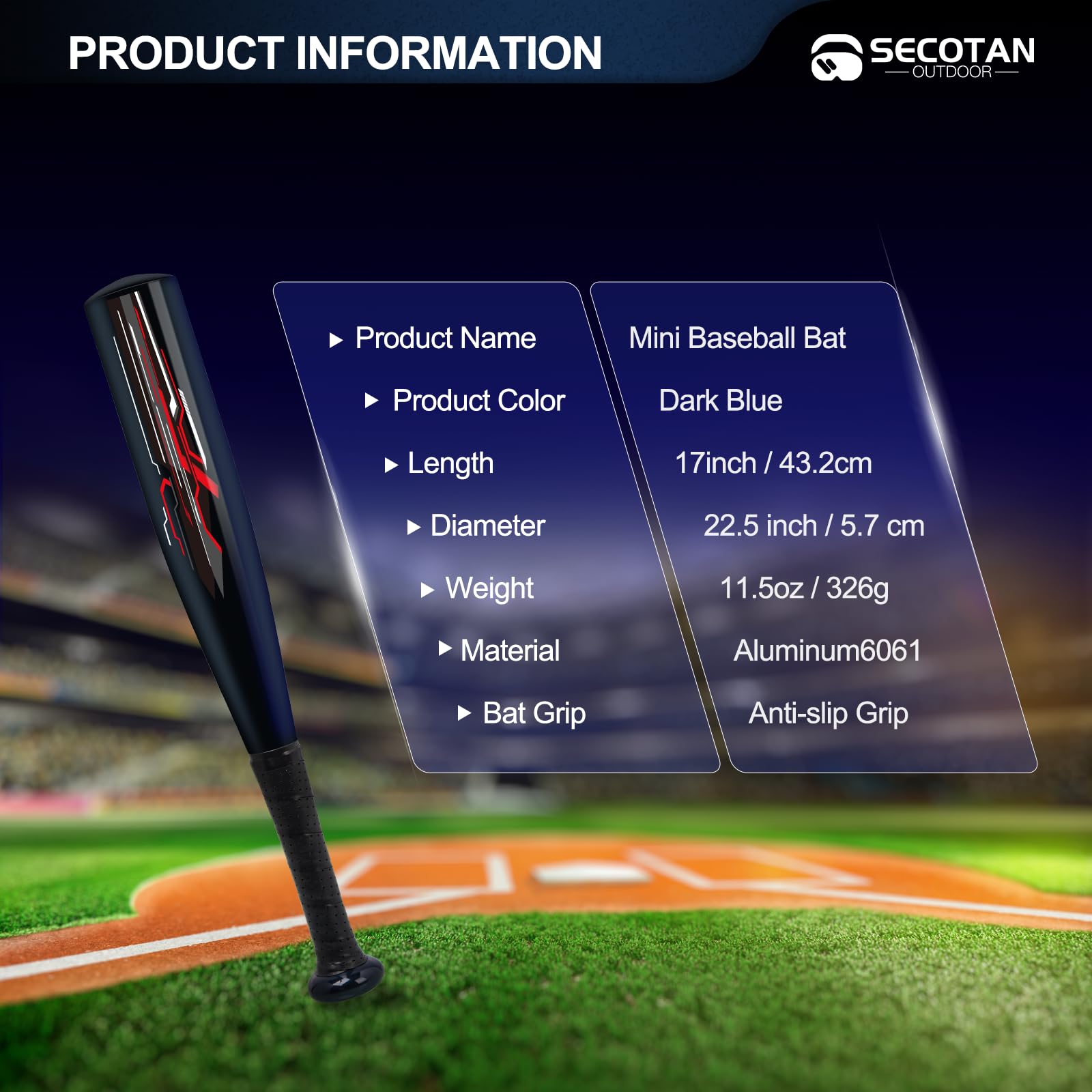 Snapklik.com : SECOTAN Baseball Bat, Aluminum One Hand 17-Inch Training ...