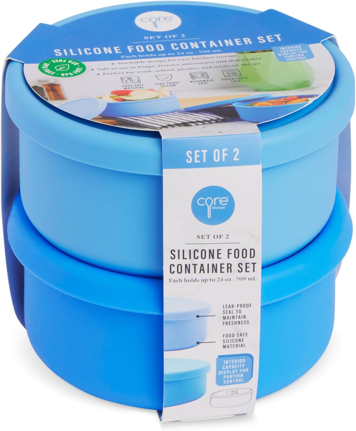 Amazon.com: Core Kitchen Airtight Snap Lid in Sky & Sea Blue 24 Ounce ...