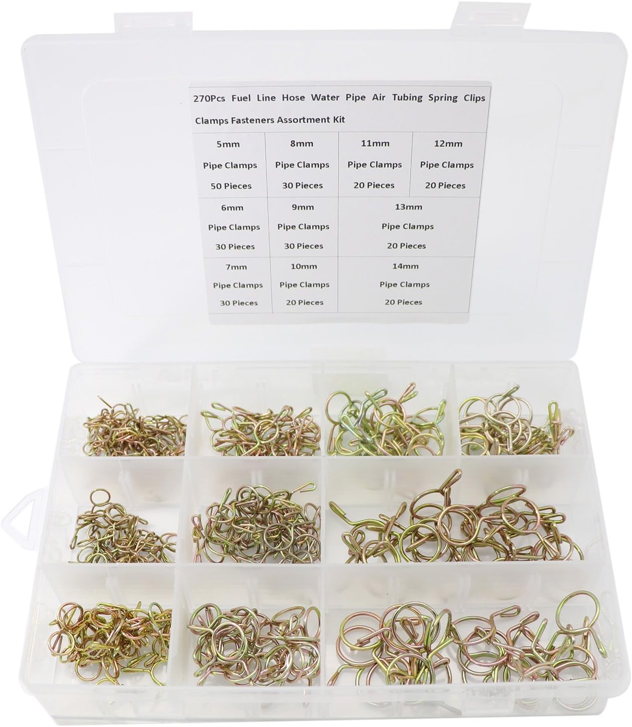Amazon.com: Zovfam 270 Pcs Fuel Line Hose Tubing Spring Clips Clamps ...