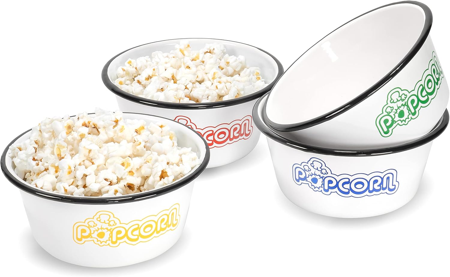 Amazon.com: Red Co. Set of 4 White Enamelware Metal Classic 1.2 Quart ...