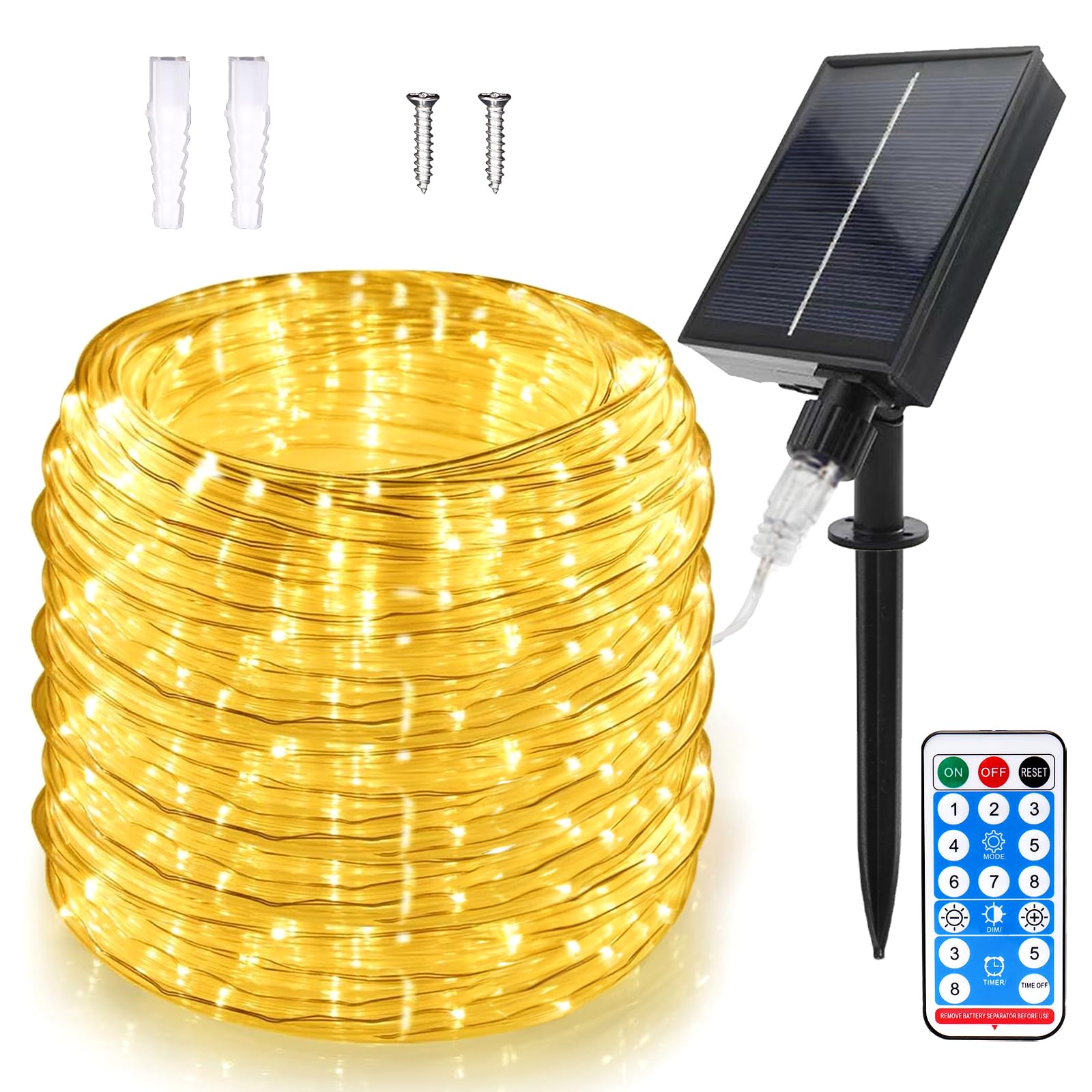 WoskjXas Solar Fairy String Lights, Solar String Rope Lights, 22M/72ft ...