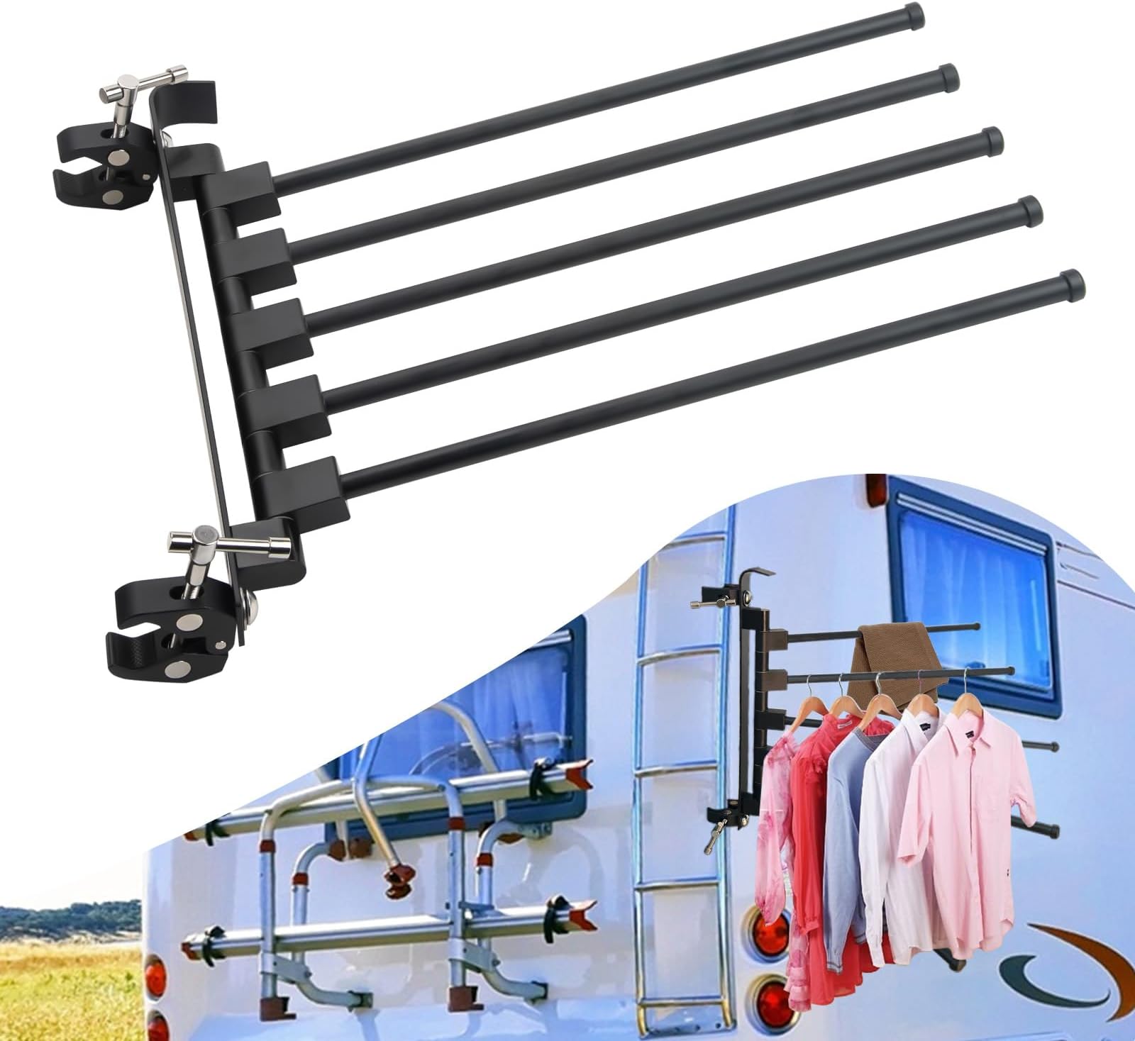 Amazon.com: TomGoo Portable Aluminum Drying Rack, 5 Arms, for RVs ...