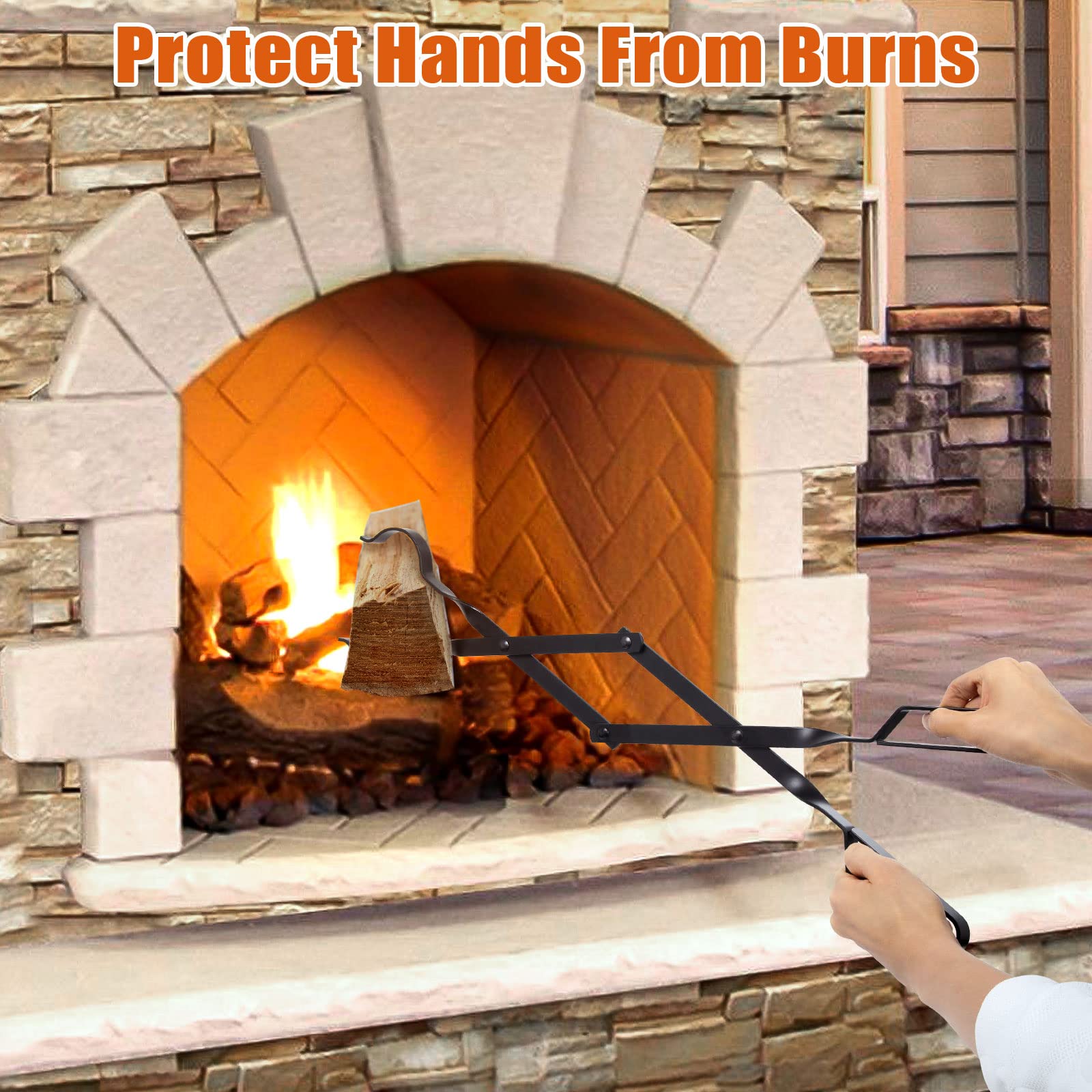 Snapklik.com : Fireplace Tongs, 26 Fire Pit Accessories Firewood Tongs ...