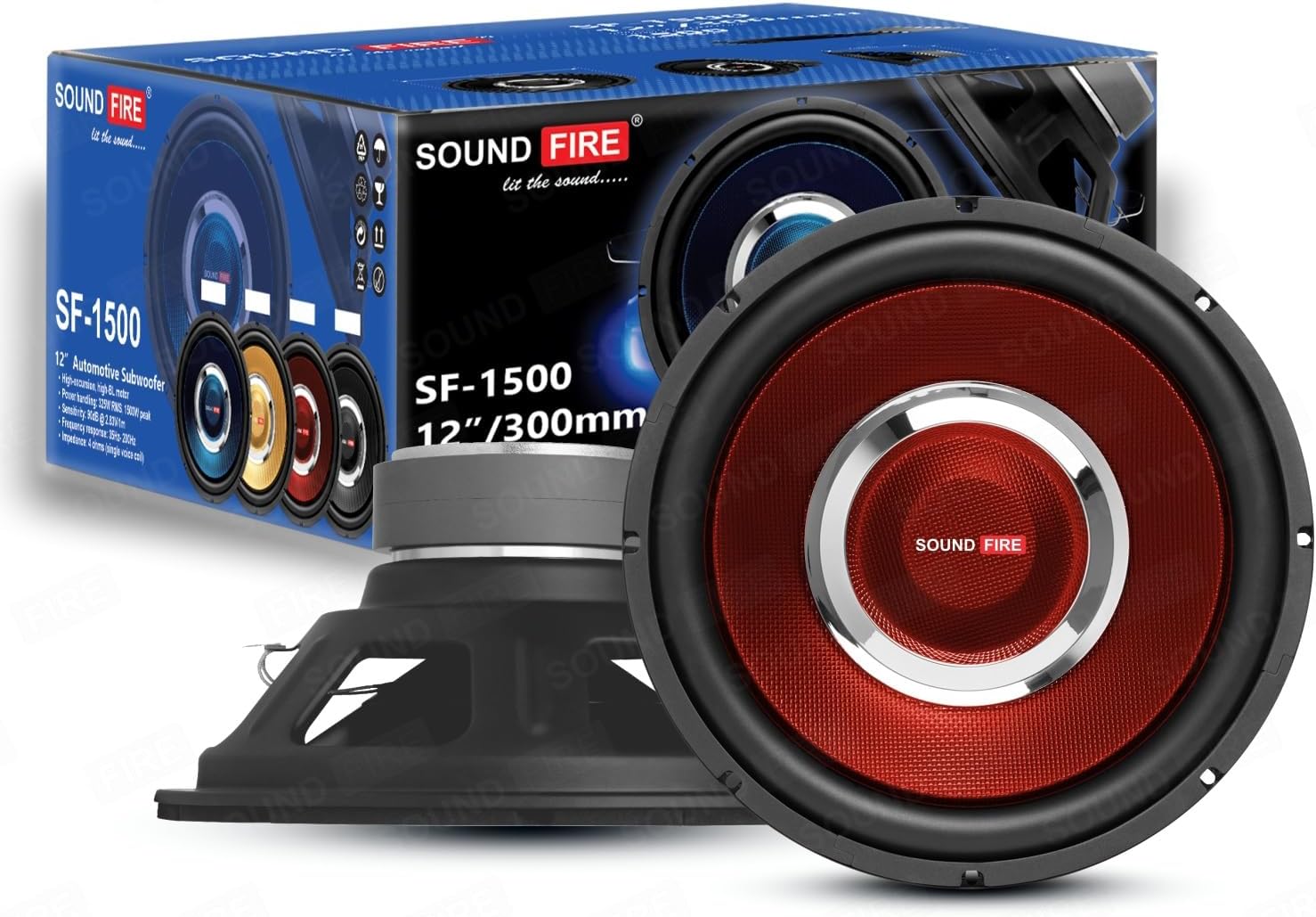 SOUND FIRE SF-1500 (RED) 1500W 12" (300mm) Double Magnet Subwoofer ...