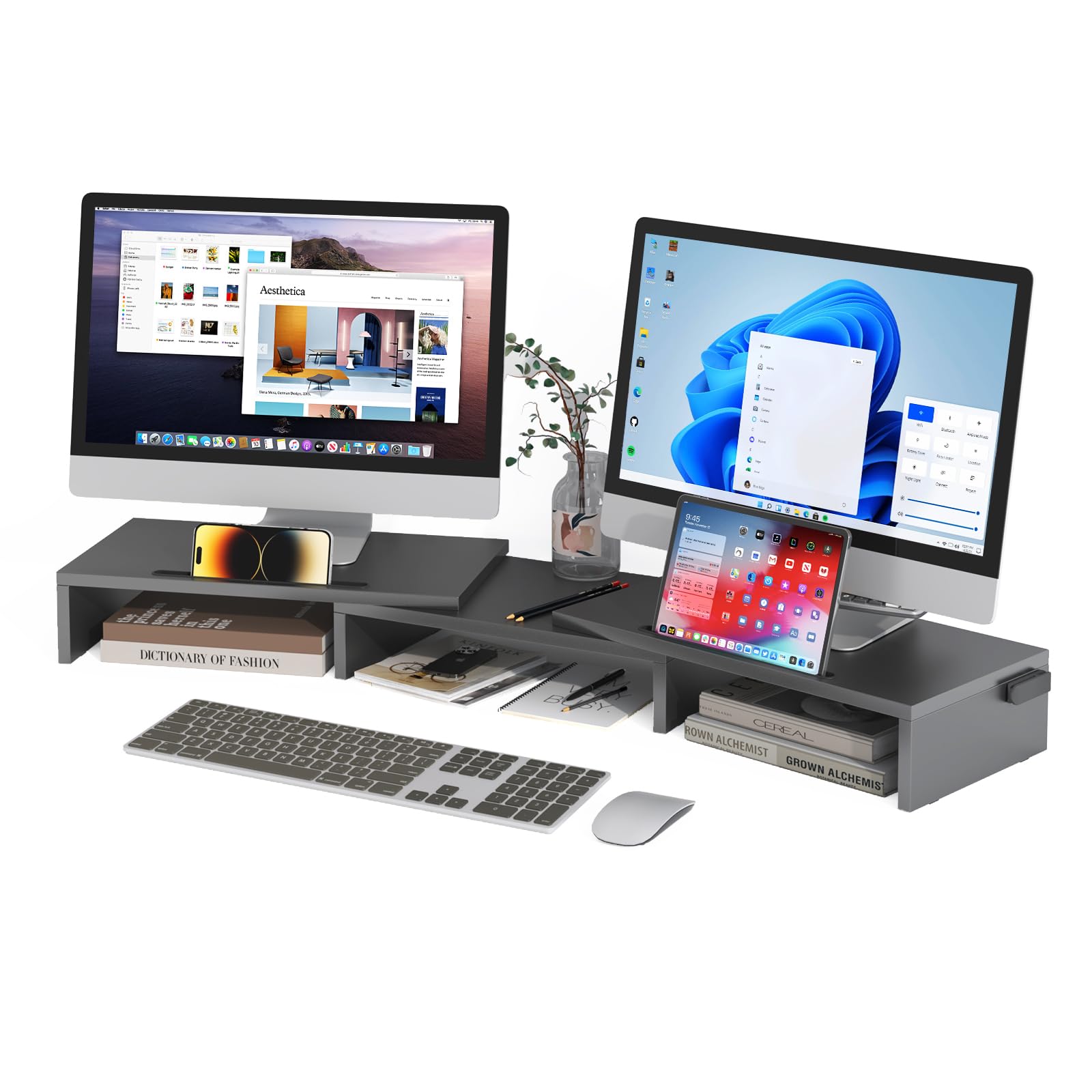 Advwin Dual Monitor Stand Riser Desk Organizer Computer Stand ...