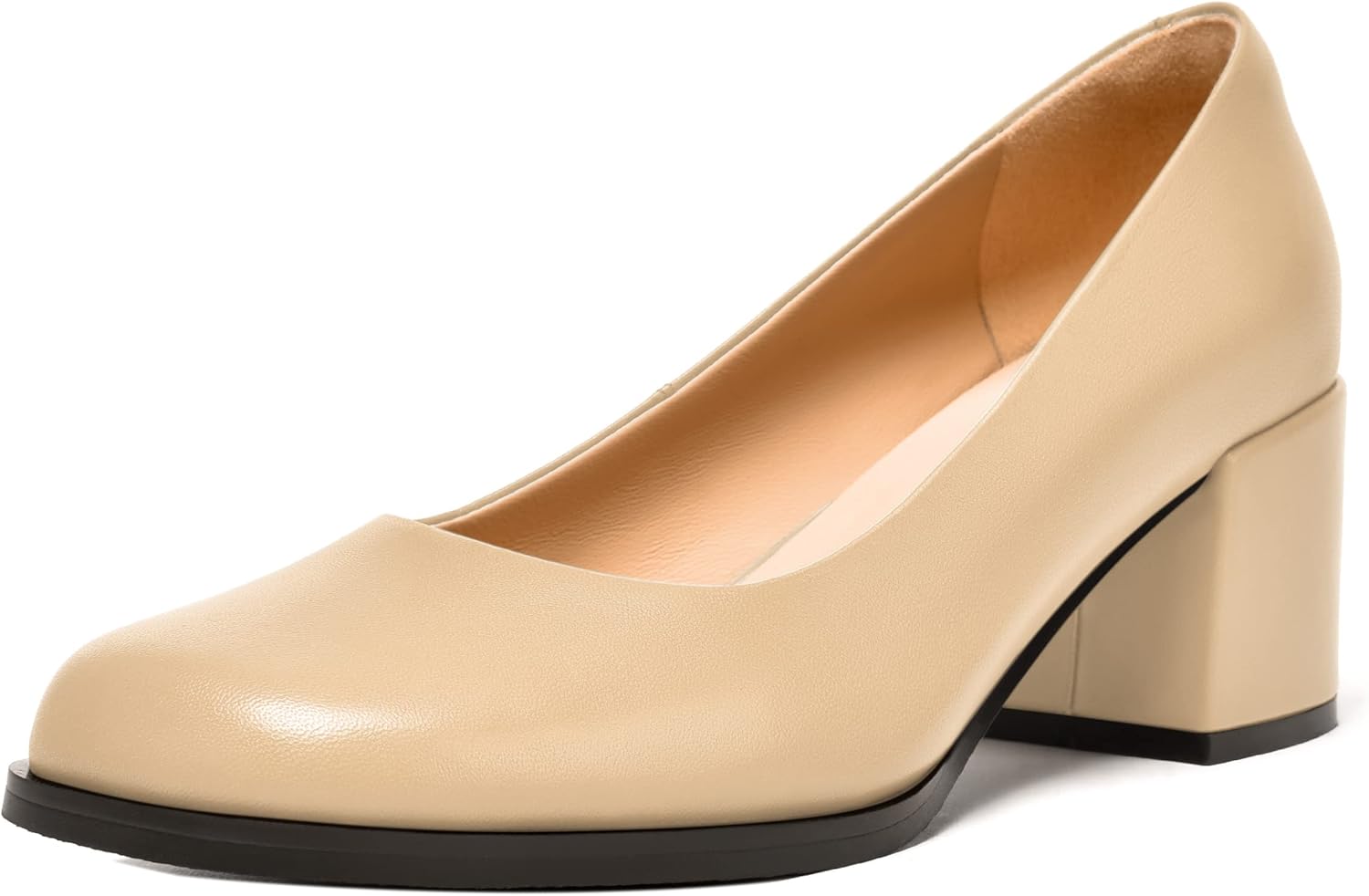 Amazon.com | FEMSTEP Womens Casual Slip On Block Matte Leather Square ...