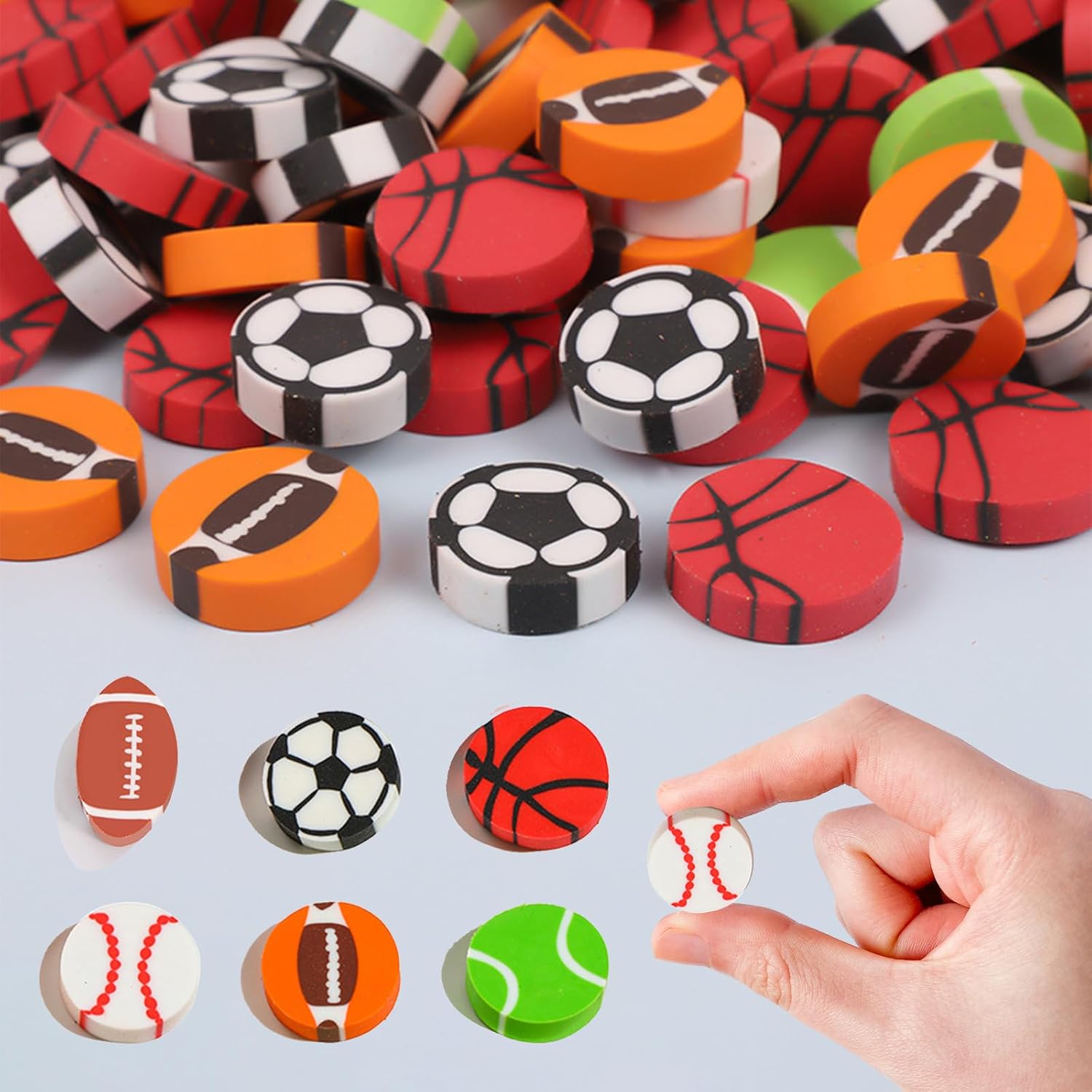 Amazon.com: Kleeblatt Large Sports Erasers for Kids Bulk, 60 PCS Big ...