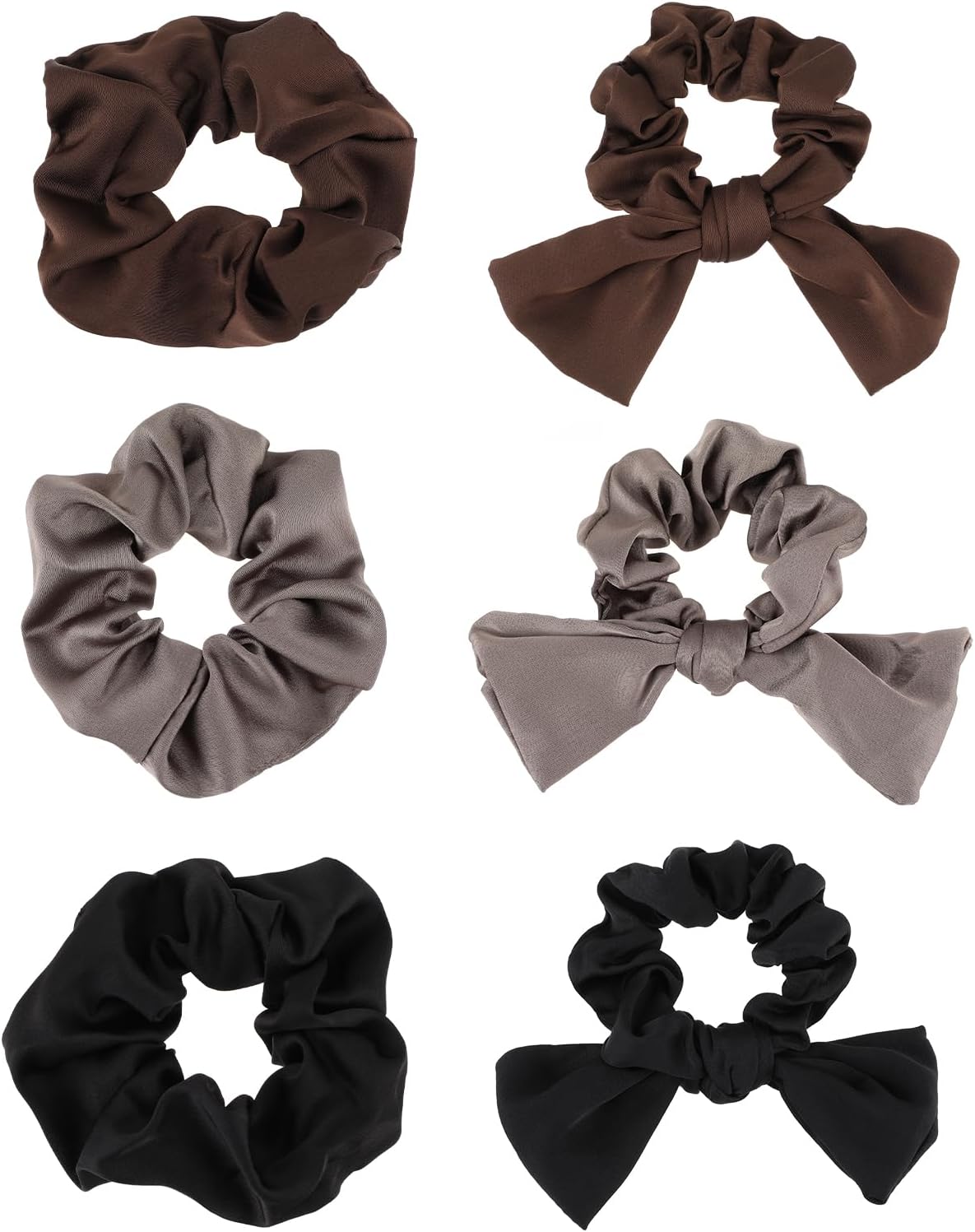 Amazon.com : 6pcs Satin Hair Scrunchies Bow Hair Ties Big Scrunchies ...