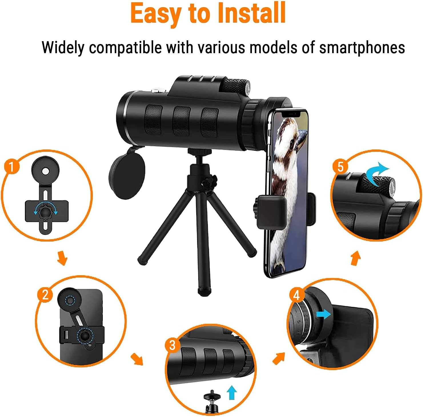 Monocular Telescope, 40×60 HD Waterproof BAK4 Prism Wide Angled ...